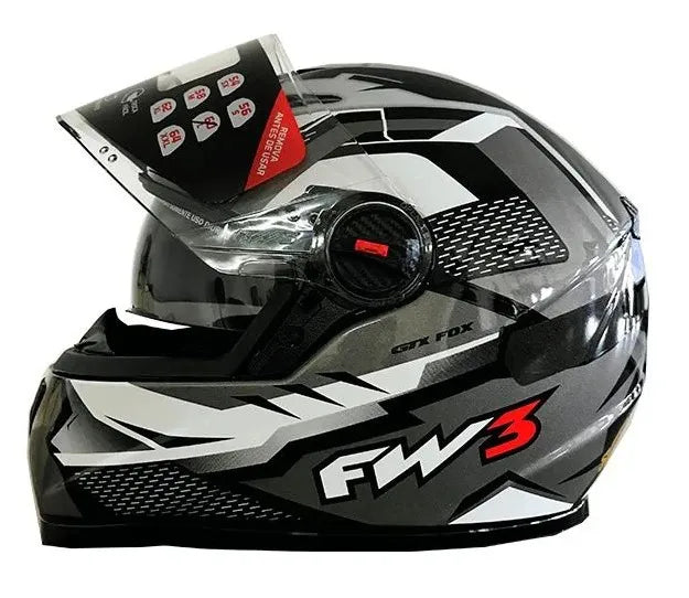 Capacete FW3 GTX FOX Preto Grafite C/Viseira Solar – Moto Street Oficial